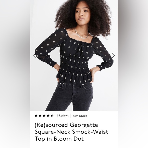 Madewell | Tops | Resourced Georgette Squareneck Smockwaist Top In Bloom Dot Xs New No Tag ...